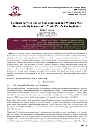 Contrast between Indian Sub-Continent and Western Male Homosociality in ...