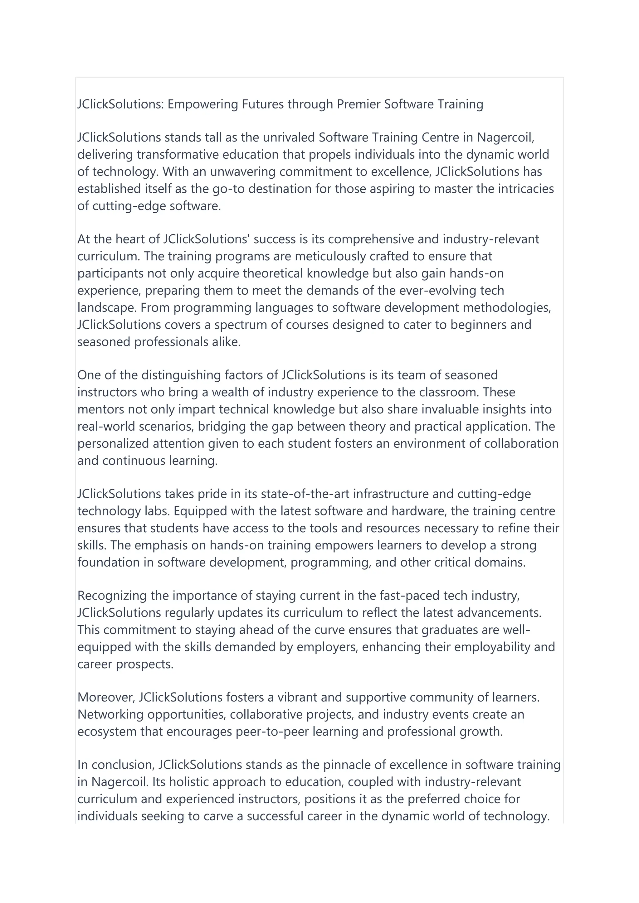 Best Software Training Centre in nagercoil | DOCX