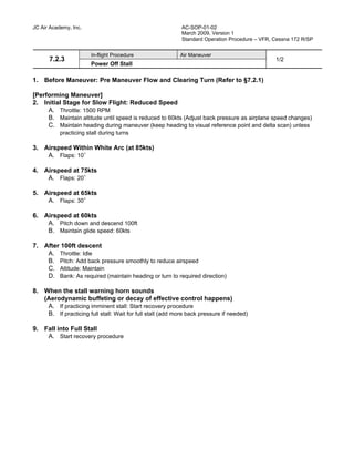 JC SOP - Power Off Stall | PDF