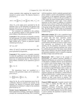 An Effective Biogeography Based Optimization Algorithm to Slove Economic Load Dispatch Problem | PDF