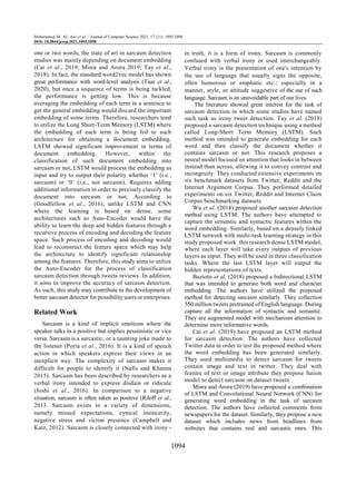 A Hybrid Method of Long Short-Term Memory and AutoEncoder Architectures for Sarcasm Detection | PDF
