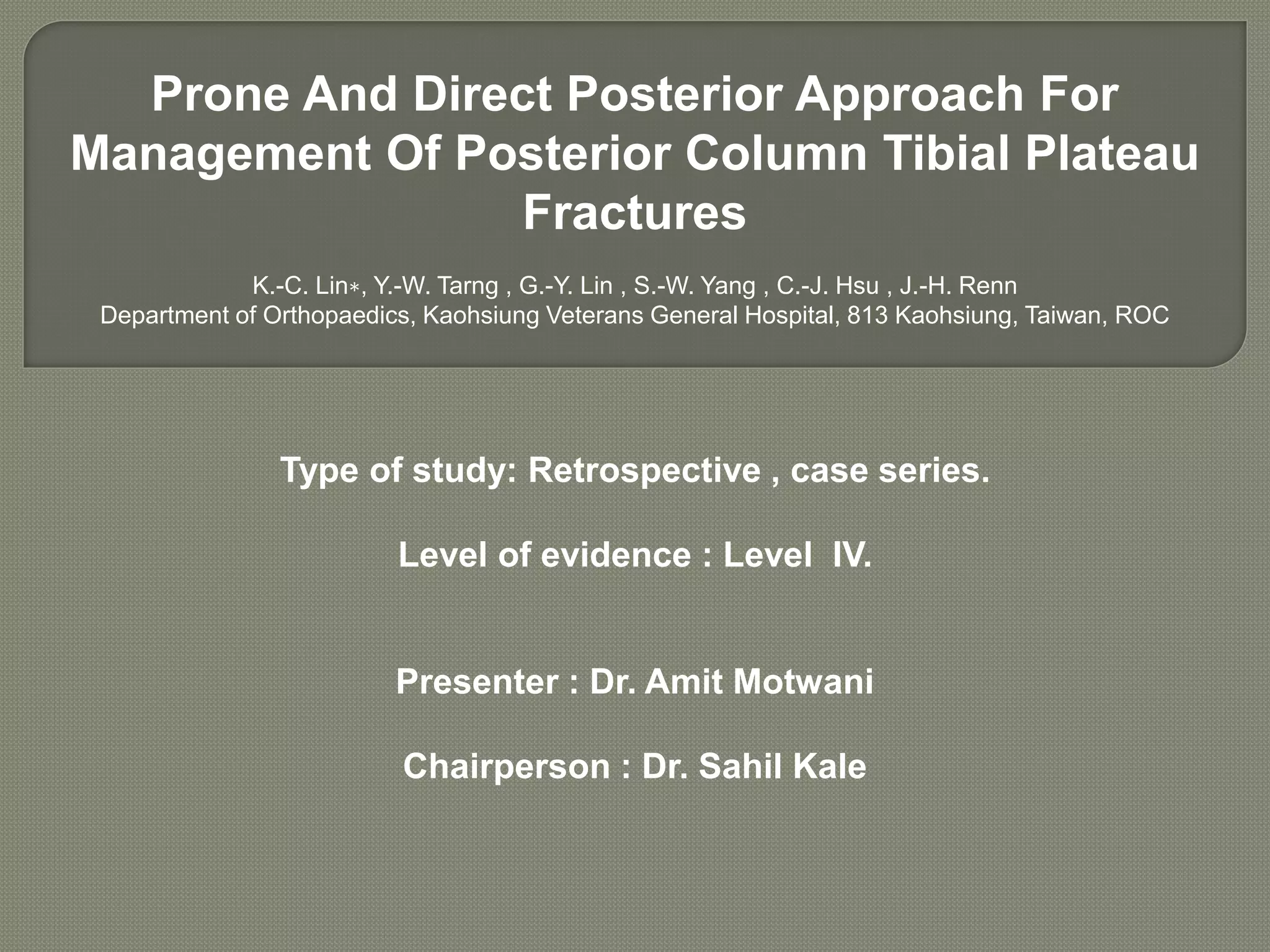 ortho journal club by Dr. Amit Motwani | PPTX