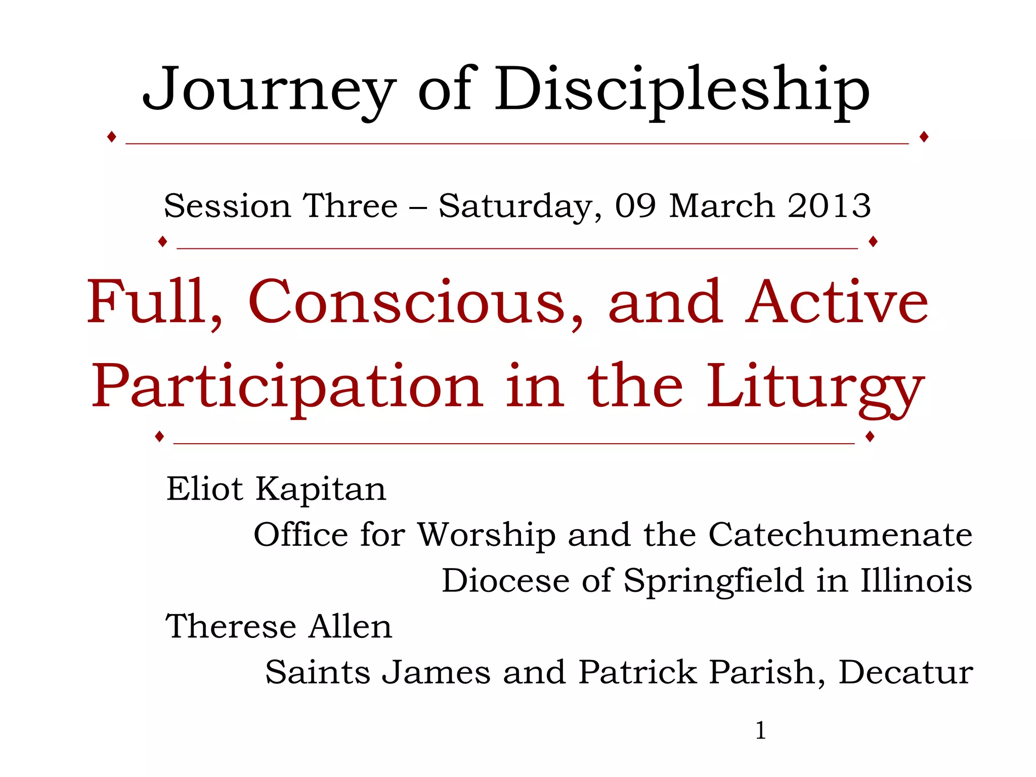 Full, Conscious, & Active Participation in the Liturgy | PPT