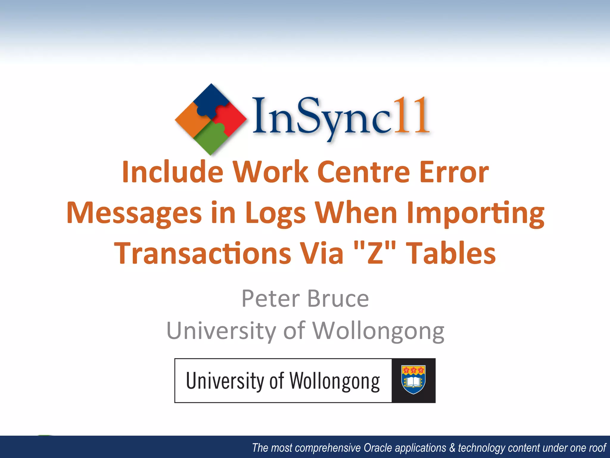 JD Edwards & Peoplesoft 1 _ Peter Bruce _ Include Work Centre error ...