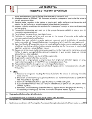 JD - HANDLING & TRANSPORT SUPERVISOR | PDF