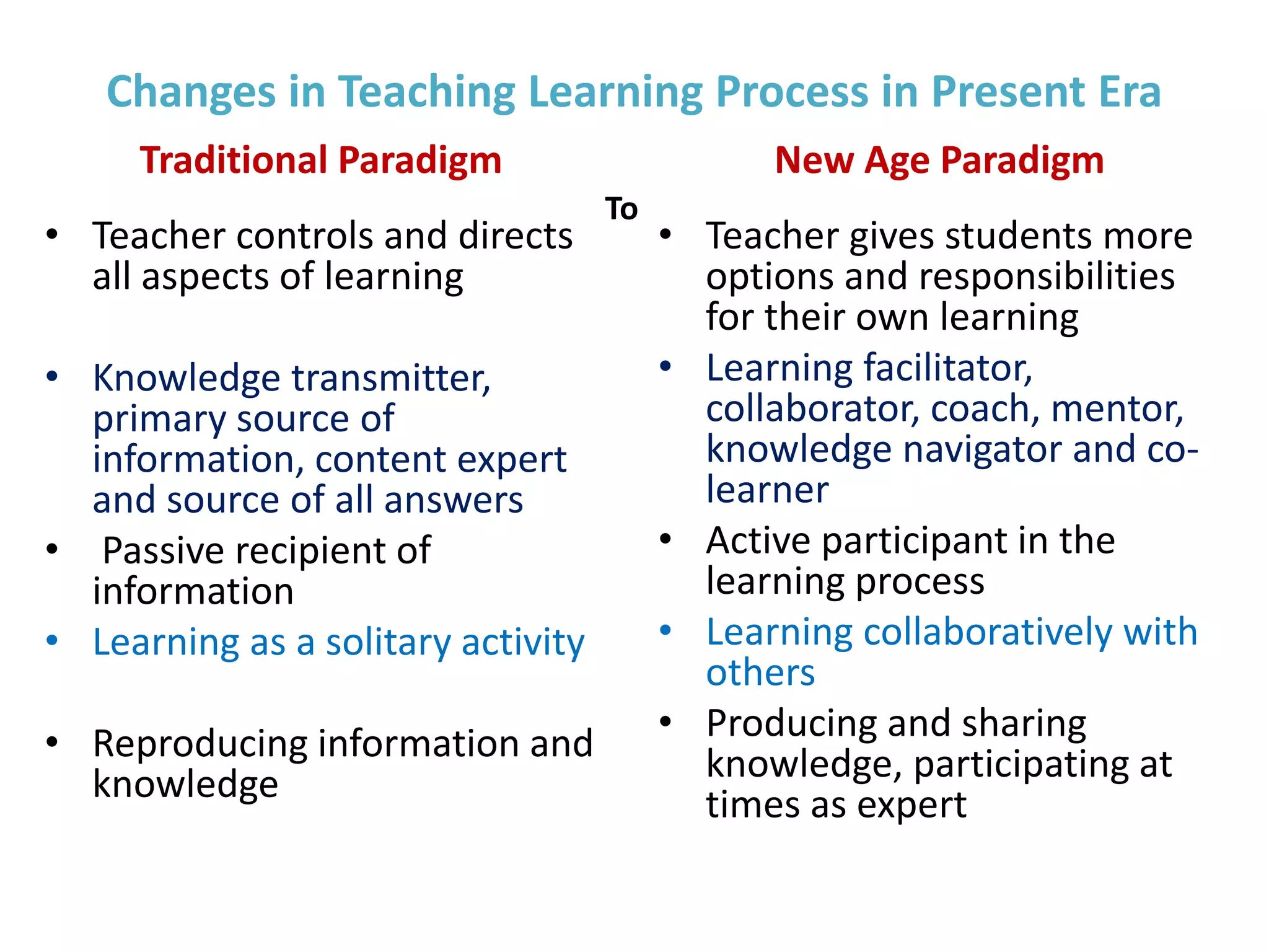 ICT in the Teaching Learning Process in Higher Education- Dr J D Singh ...