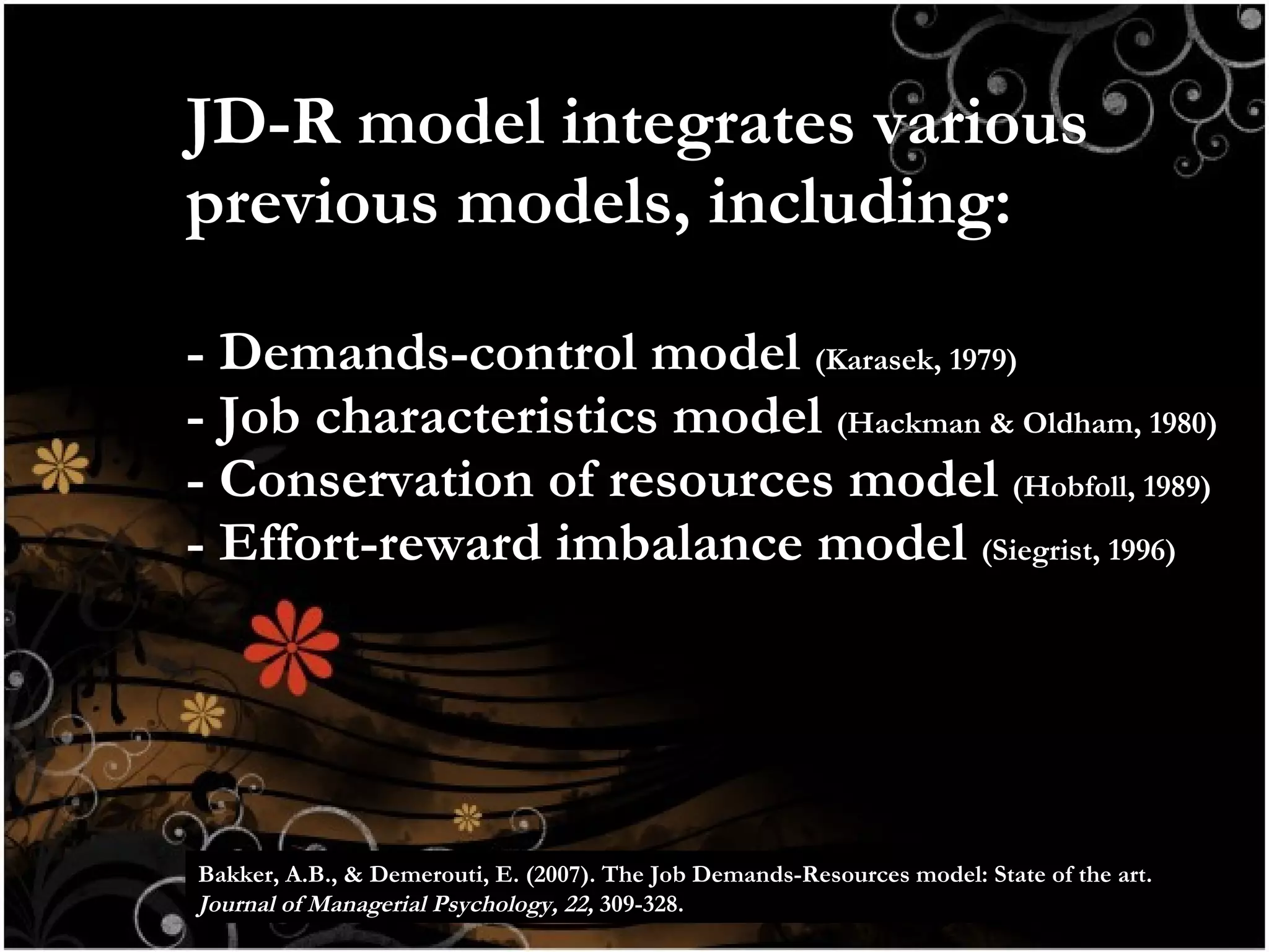 JDR model Bakker & Demerouti | PPT