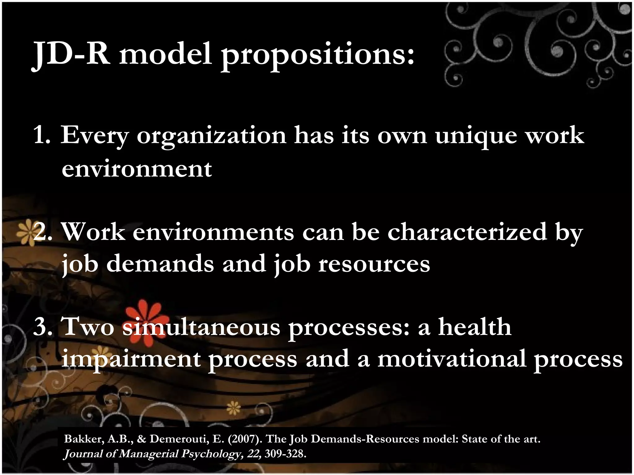 JDR model Bakker & Demerouti | PPT | Human Resources | Business