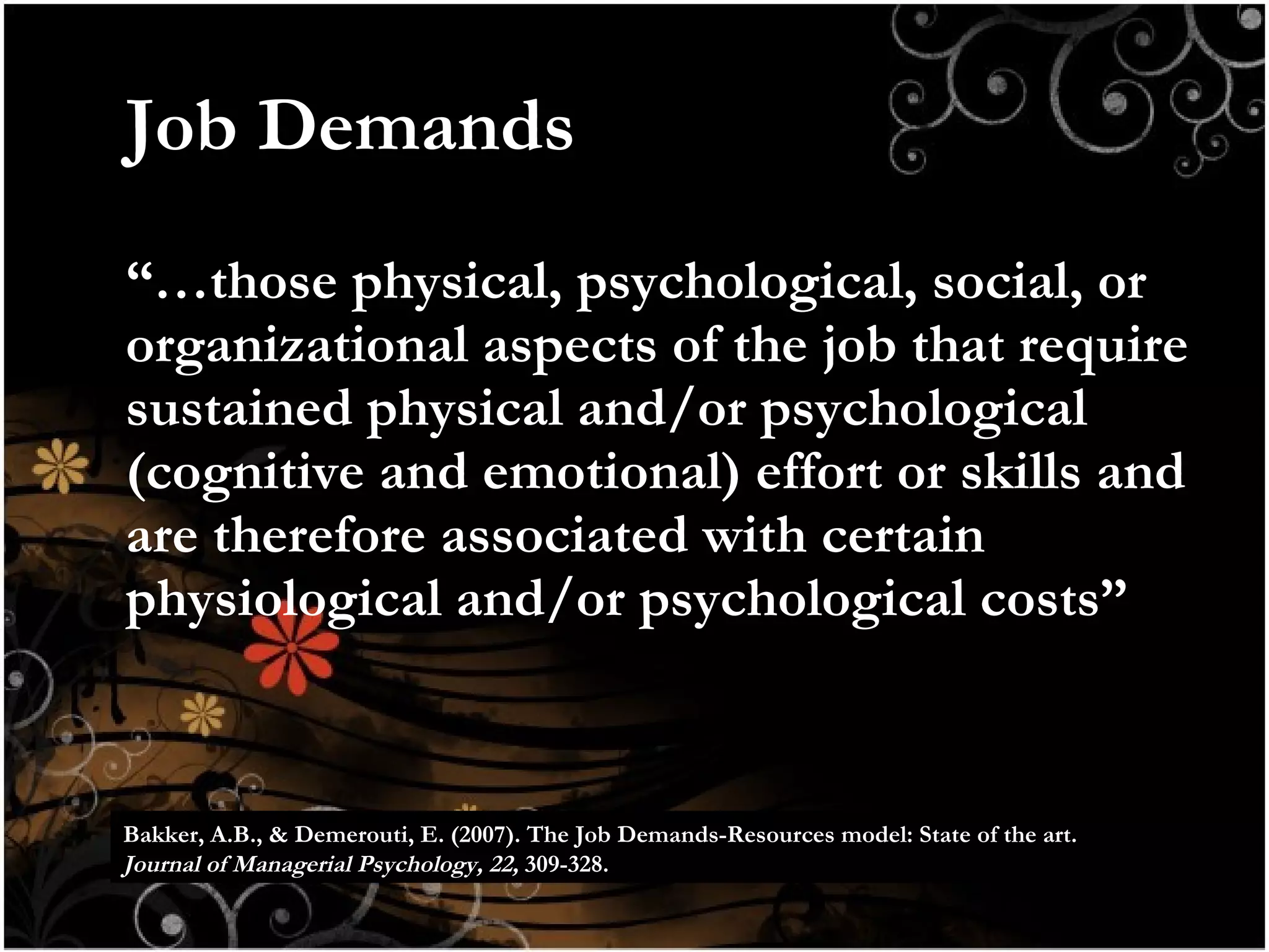 JDR model Bakker & Demerouti | PPT
