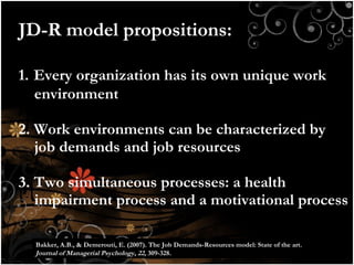 JDR model Bakker & Demerouti | PPT
