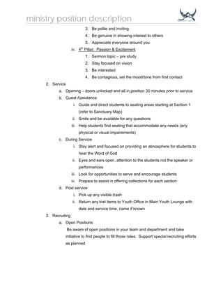 Job Description: Ushers | PDF | Christianity | Religion & Spirituality