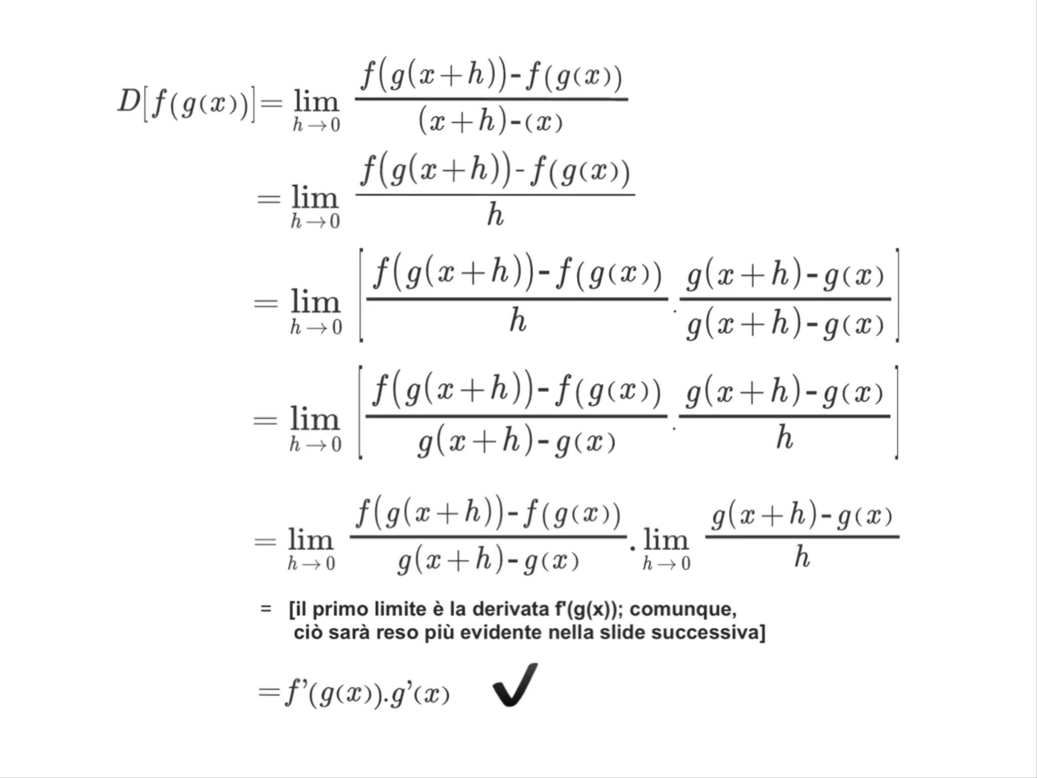 Derivata di Funzione Composta - Teoria - Dimostrazione della Formula | PPT