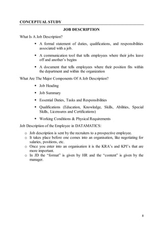 LIVE PROJECT ON JOB DESCRIPTION AND JOB ENGAGEMENT OF EMPLOYEES IN IT ...