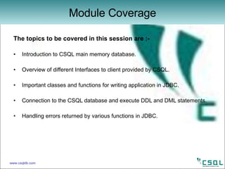 JDBC for CSQL Database | PPT