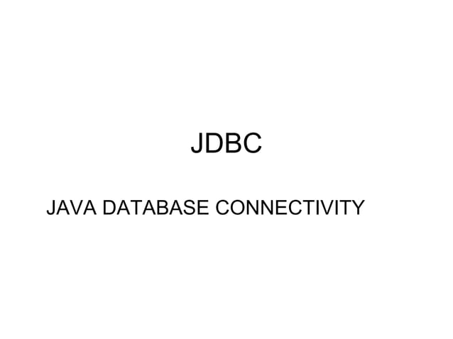 Java database connectivity | PPT