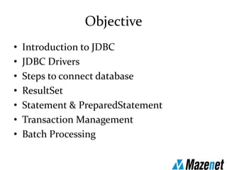 Java- JDBC- Mazenet Solution | PPT