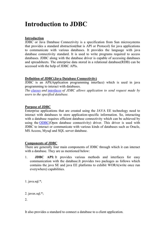 JDBC-Introduction | PDF