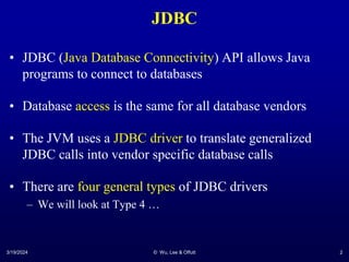 JDBC.ppt database connectivity in java ppt | PPT