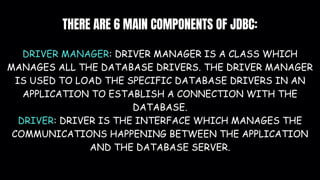 java data base connectivity (JDBC) presentation | PPTX | Databases | Computer Software and ...