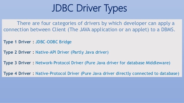 Jdbc Driver Types