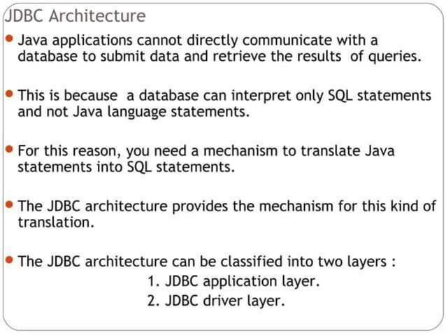 Jdbc1 1 Pptx Java Database Connectivity Notes For Engineering Ppt Free Download 4983
