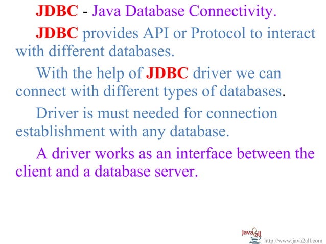 Jdbc architecture and driver types ppt | PPS