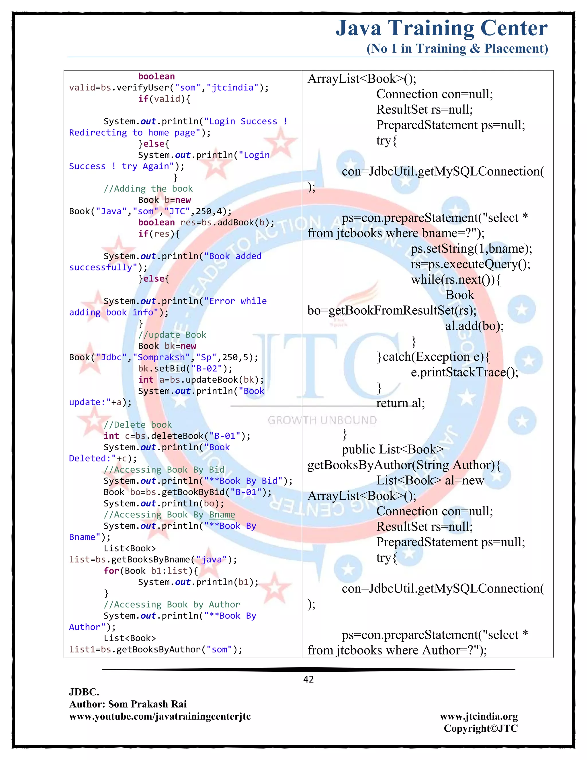 Jdbc Complete Notes by Java Training Center (Som Sir) | PDF Jdbc Complete Notes by Java Training Center (Som Sir) | PDF