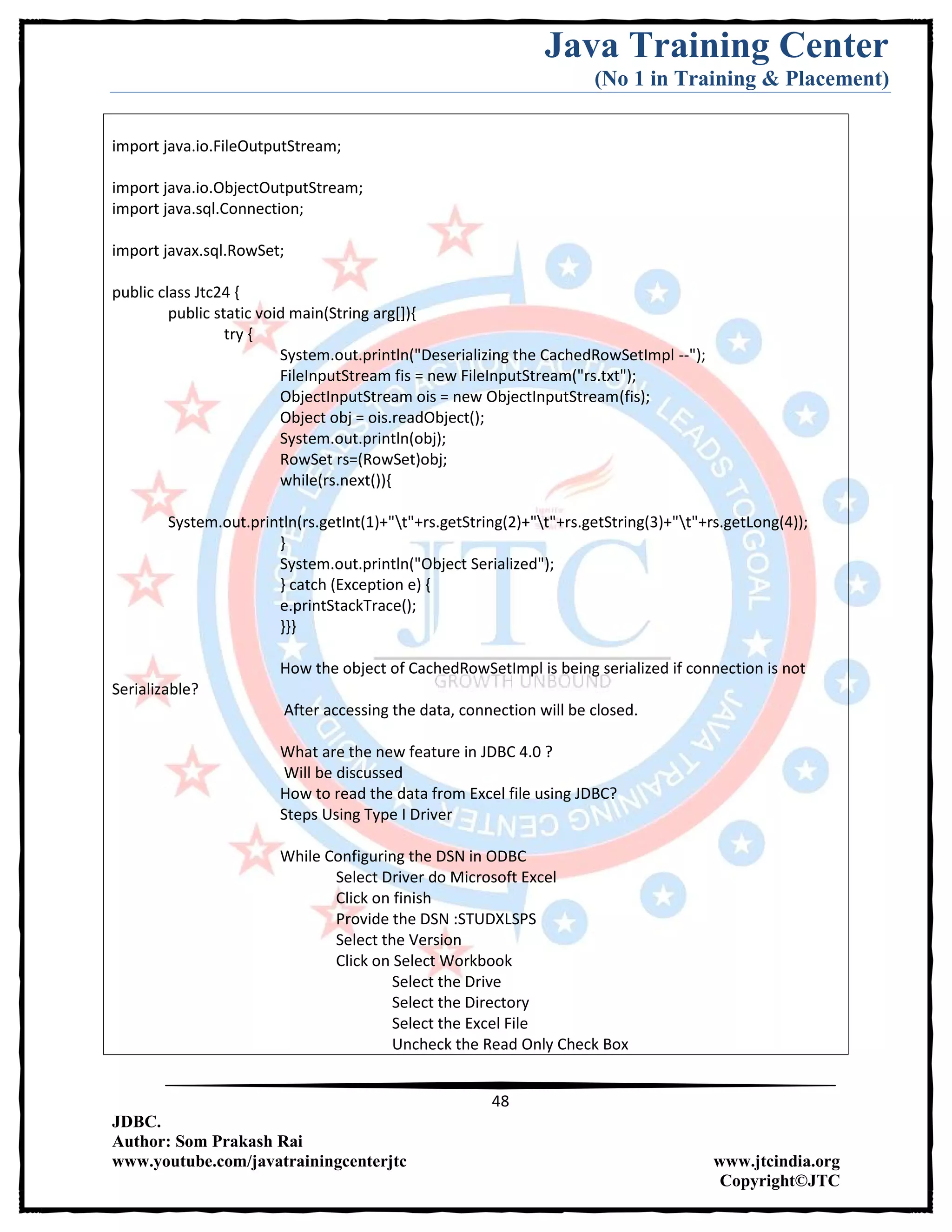 Jdbc Complete Notes by Java Training Center (Som Sir) | PDF | Databases ...