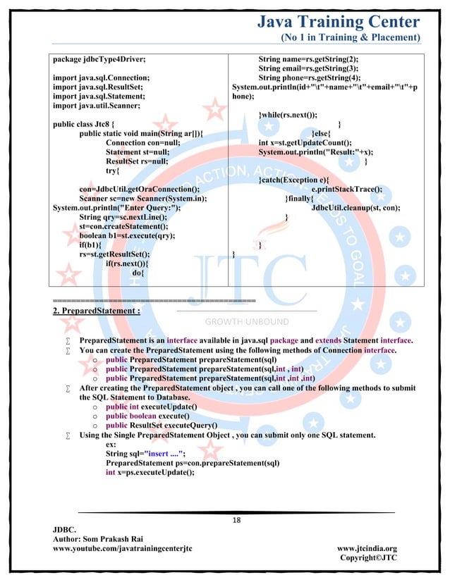 Jdbc Complete Notes By Java Training Center Som Sir Pdf