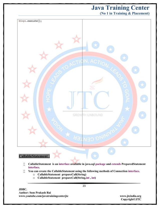 Jdbc Complete Notes By Java Training Center Som Sir Pdf