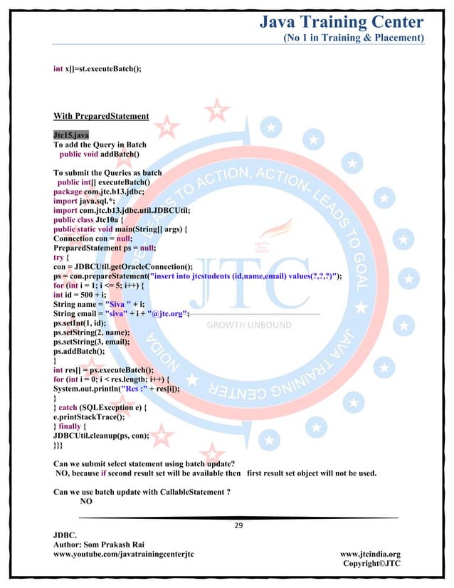 Jdbc Complete Notes by Java Training Center (Som Sir) | PDF | Databases ...