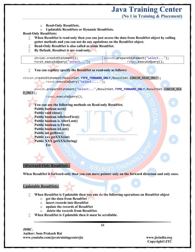 Jdbc Complete Notes by Java Training Center (Som Sir) | PDF | Databases ...
