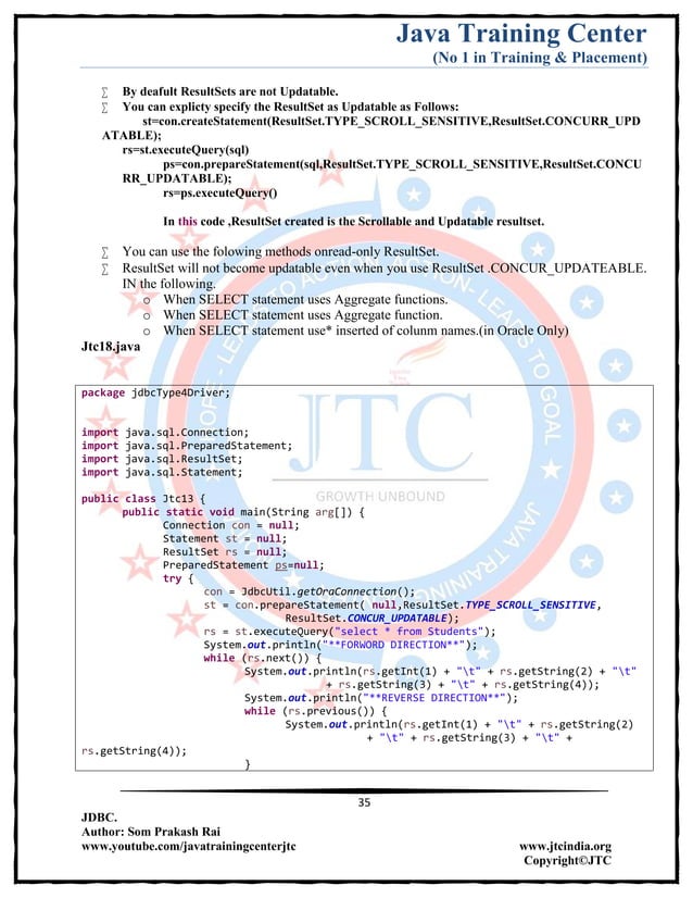Jdbc Complete Notes by Java Training Center (Som Sir) | PDF | Databases ...
