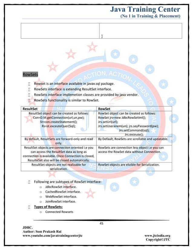 Jdbc Complete Notes by Java Training Center (Som Sir) | PDF | Databases ...