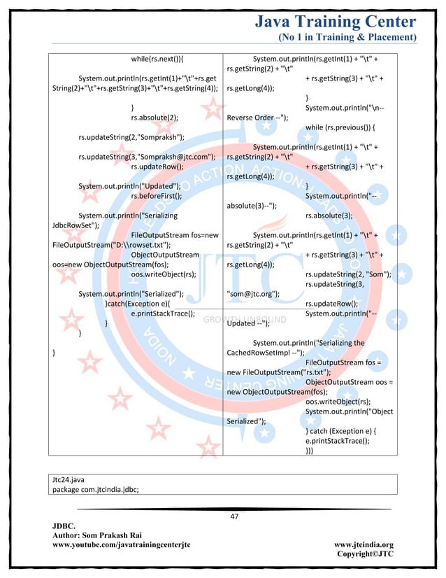 Jdbc Complete Notes by Java Training Center (Som Sir) | PDF | Databases ...