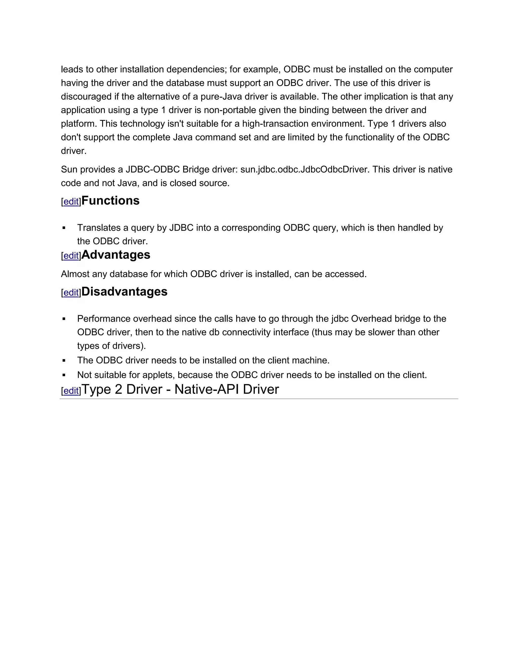 Jdbc driver types | PDF