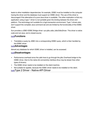 Jdbc driver types | PDF