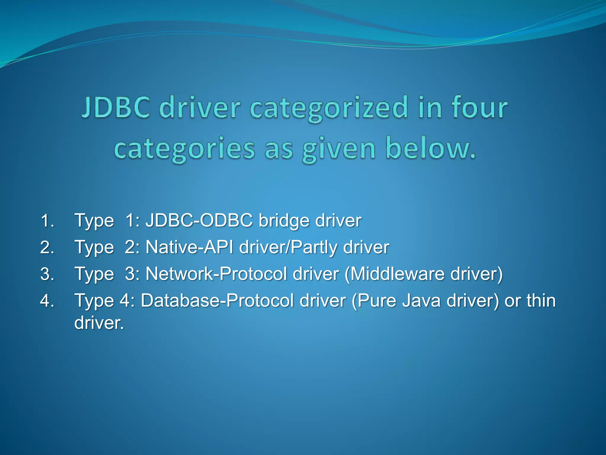 JDBC Driver Types | PPTX