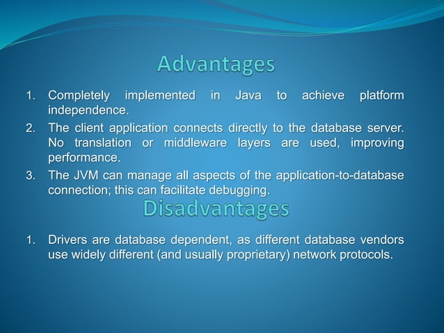 JDBC Driver Types | PPTX | Databases | Computer Software and Applications