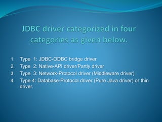JDBC Driver Types | PPTX