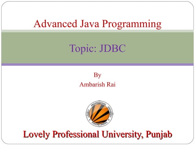 Jdbc slide for beginers | PPT