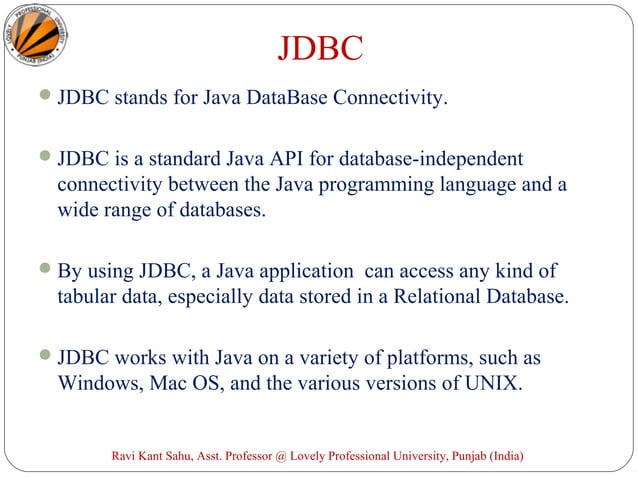 Jdbc slide for beginers | PPT