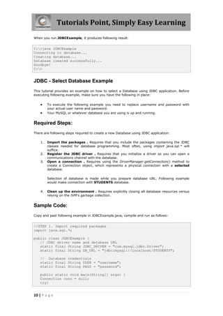Jdbc tutorial | PDF