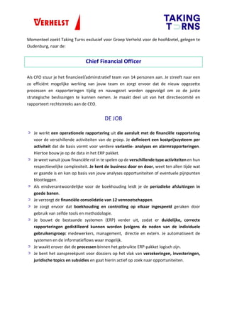 JD CFO Verhelst Group - Taking Turns | PDF