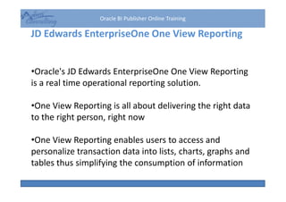 An Introduction on BI Publisher & JD Edwards Integration | PDF