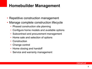 JD Edwards EnterpriseOne Homebuilder Management | PDF