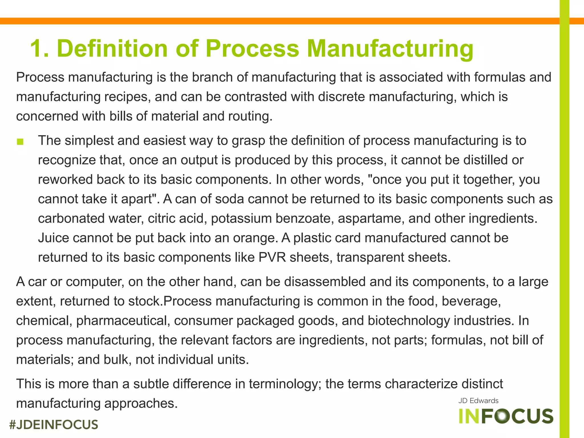 JD Edwards EnterpriseOne Process Manufacturing Presentation Quest ...