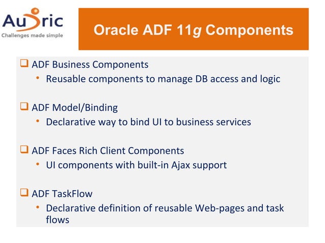 J Developer Oracle Adf Introduction Ppt