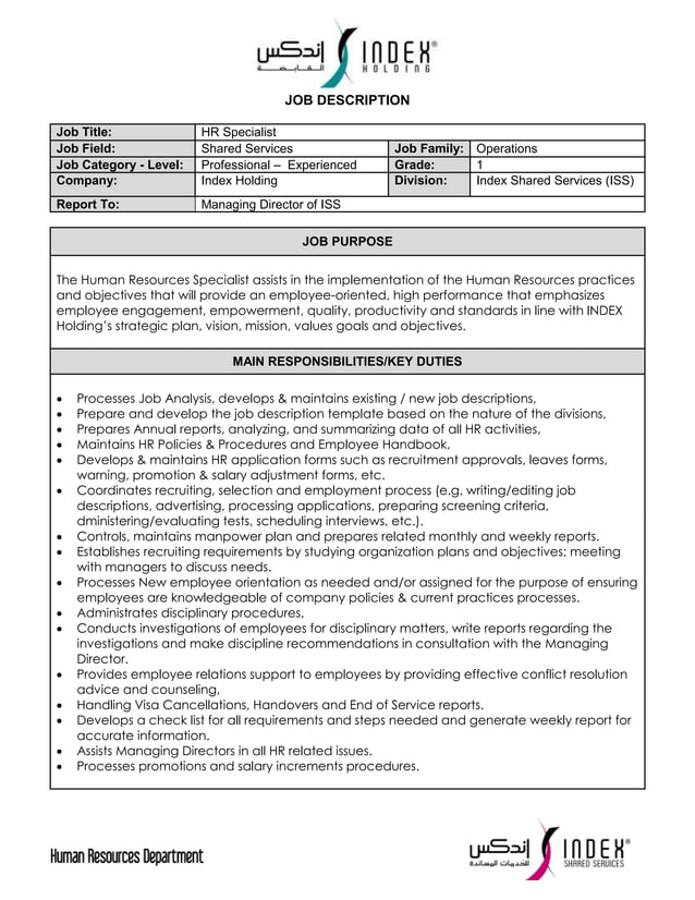 Jd hr specialist | PDF