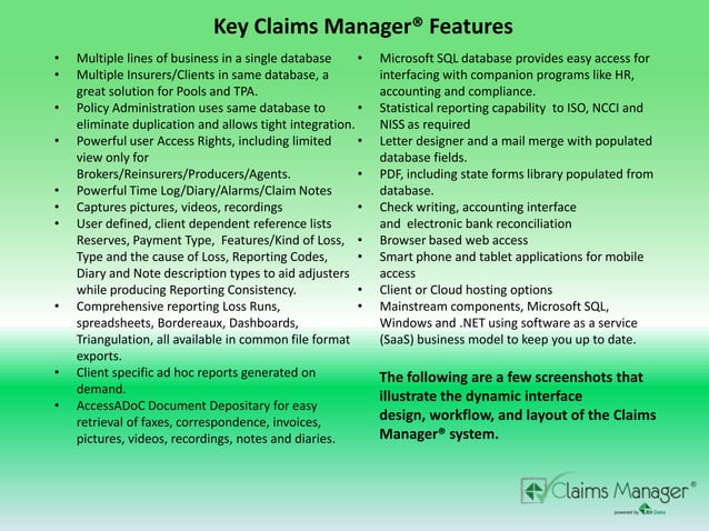 JDi Data Claims Manager Overview | PPTX
